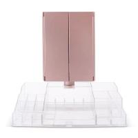 China Touchscreen LED Trifold Vanity Mirror 10x Lighted Folding Travel Mirror for sale