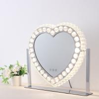 China Heart Crystal Vanity Mirror Led Magnifying Mirror ODM for sale