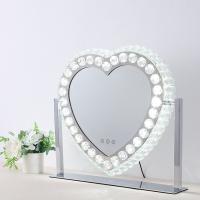 China Heart Crystal Vanity Mirror Led Magnifying Mirror ODM for sale