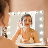 China Modern Chrome Led Hollywood Vanity Mirror Magnifying With Lights for sale