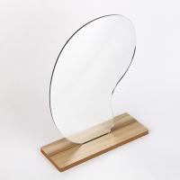 China Curvy Portable Lighted Makeup Mirror Wood Stand For Vanity for sale