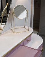 China Bedroom Lights Small Vanity Desk Pink Table With Stool Plaid Design for sale