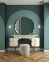 China Bedroom Lights Small Vanity Desk Pink Table With Stool Plaid Design for sale