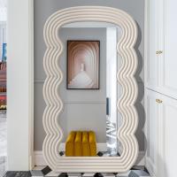 China White Wavy Full Length Mirror 71x32 Arched Mirror For Bedroom And Living Room for sale