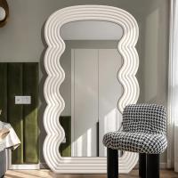 China White Wavy Full Length Mirror 71x32 Arched Mirror For Bedroom And Living Room for sale