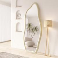 China Makeup Flannelette Full Length Floor Mirror Curved Irregular Shape for sale