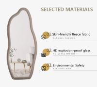 China Makeup Flannelette Full Length Floor Mirror Curved Irregular Shape for sale