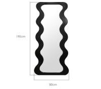 China OEM Floor Wavy Standing Mirror Black Ornate Wooden Frame for sale