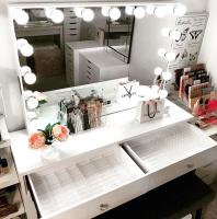 China Customized Hollywood Dressing Table Mirrored Desk For Bedroom for sale