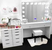 China Customized Hollywood Dressing Table Mirrored Desk For Bedroom for sale