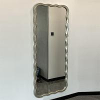 China Wavy Beveled Floor Mirror Wood Frame 600mm For Modern Bedroom Decoration for sale
