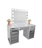 China Led Mirrored Makeup Vanity Hollywood Dressing Table OEM for sale