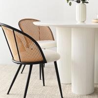 China Armless Dining Rattan Wood Table With Wicker Chairs Custom for sale