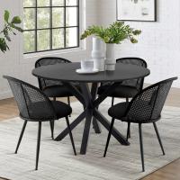 China Armless Dining Rattan Wood Table With Wicker Chairs Custom for sale