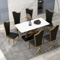 China Customized Onyx Marble Dining Table Marble Stone Steel Frame Office Chair for sale