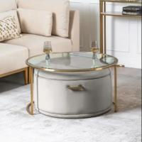 China Round Glass Top Center Tables with Storage Perfect Addition to Living Room Furniture for sale