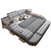 China ISO9001 King Queen Size Platform Bed Frame Multifunctional Bedroom Furniture for sale