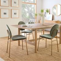 China Turquoise Velvet Chairs Dining Round Dinette Sets With Gold Steel Legs for sale