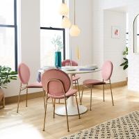China Turquoise Velvet Chairs Dining Round Dinette Sets With Gold Steel Legs for sale