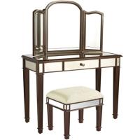 China Wooden Compact Dressing Table Corner Vanity Set Assembled for sale