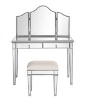 China Wooden Compact Dressing Table Corner Vanity Set Assembled for sale