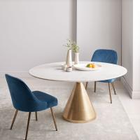 China Marble Top Steel Gold Pedestal Tables For Coffee Living Room for sale