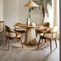 China Wicker Rattan Dining Table And Chairs Sets Modern Solid Wood for sale