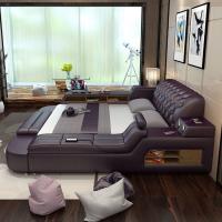 China Multifunction Leather Bed Frame Queen Size Low Profile for sale