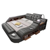 China Leather Luxury Bedroom Sets Tufted Upholstered Bed Modern Design for sale