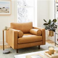 China Modern Velvet Arm Leather Chaise Lounge Chair With Ottoman Stool for sale