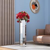 China Tall Mirrored Furniture Cylinder Crystal Crushed Diamond Floor Vase for sale