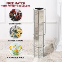China Tall Mirrored Furniture Cylinder Crystal Crushed Diamond Floor Vase for sale