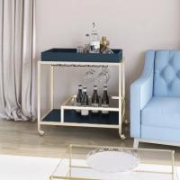 China Brass Wine Drink Bar Cart Restaurant Serving Trolley Customized for sale