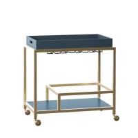 China Brass Wine Drink Bar Cart Restaurant Serving Trolley Customized for sale