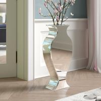 China Clear Crystal Tall Mirrored Crushed Diamond Floor Vase Planter For Wedding for sale