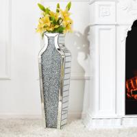 China Home Decoration Mirrored Furniture Tall Floor Vase Clear Glass Crystal For Wedding for sale