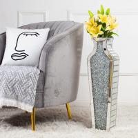 China Home Decoration Mirrored Furniture Tall Floor Vase Clear Glass Crystal For Wedding for sale