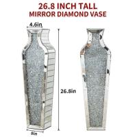 China Home Decoration Mirrored Furniture Tall Floor Vase Clear Glass Crystal For Wedding for sale