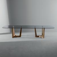 China 8-10 Seater Oblong Marble Stone Dining Table Set Glass Wooden Top for sale