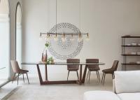 China 8-10 Seater Oblong Marble Stone Dining Table Set Glass Wooden Top for sale