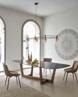 China 8-10 Seater Oblong Marble Stone Dining Table Set Glass Wooden Top for sale