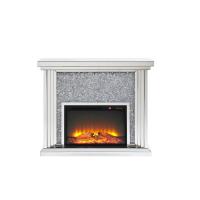 China Wooden Floating Crystal Electric Mirrored Furniture Fireplace Crushed Diamond for sale