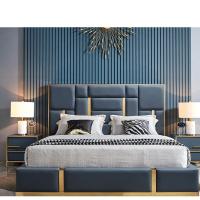 China Leather Tufted Upholstered Bed Modern King Bedroom Sets for sale