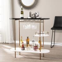 China ODM Black Gold Rolling Drinks Cart Trolley for Kitchen for sale