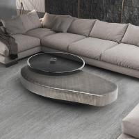 China OEM Stainless Steel Contemporary Round Coffee Table With Metal Base for sale