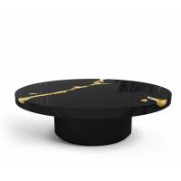 China Black Modern Coffee Table Round Marble Top Nordic For Living Room Decor for sale