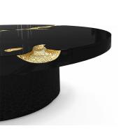 China Black Modern Coffee Table Round Marble Top Nordic For Living Room Decor for sale