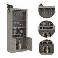 China Stainless Steel Corner Wine Cabinet Racks With Temperature Control And Wood Shelves for sale