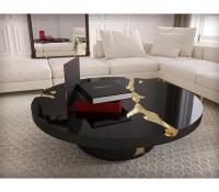 China Black Modern Coffee Table Round Marble Top Nordic For Living Room Decor for sale
