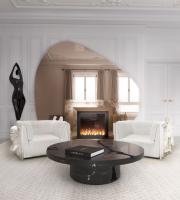 China Black Modern Coffee Table Round Marble Top Nordic For Living Room Decor for sale